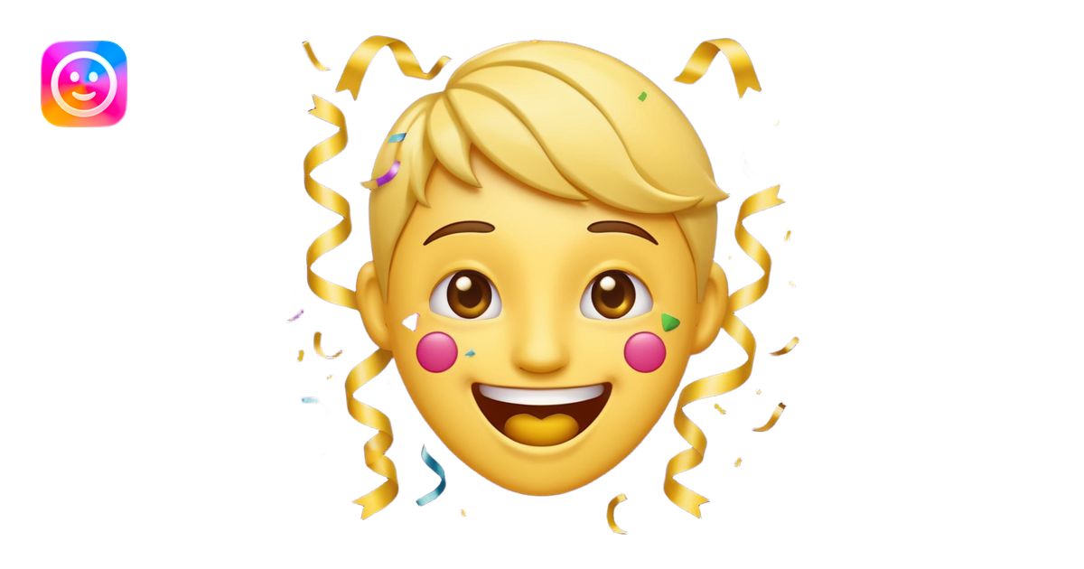 festive emoji with confetti and streamers, joyful expression emoji | AI ...