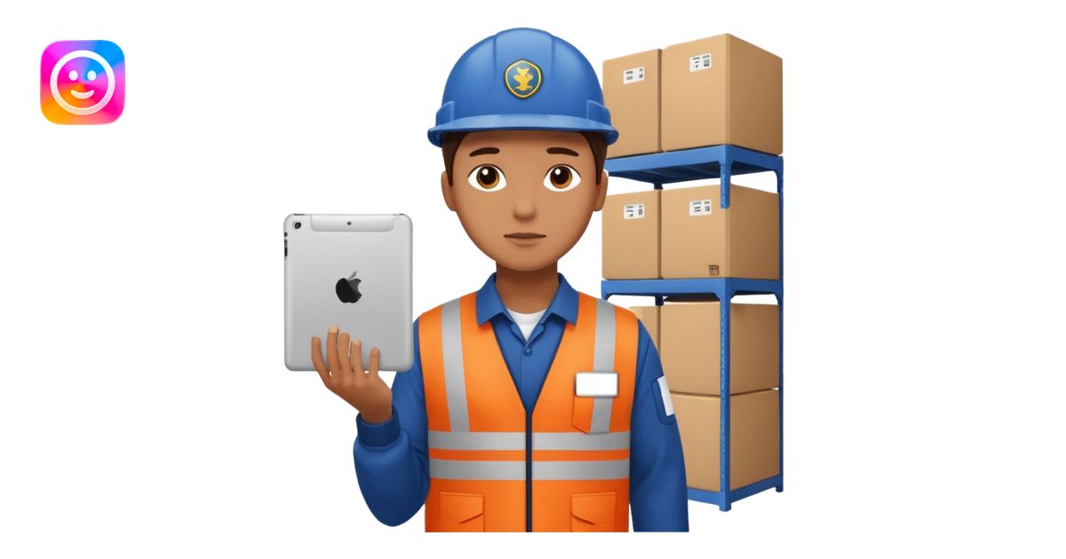 create a realistic emoji shwoing logistic worker controling something ...