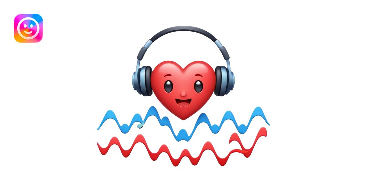 cute sound wave character with heart eyes listening to music emoji | AI ...
