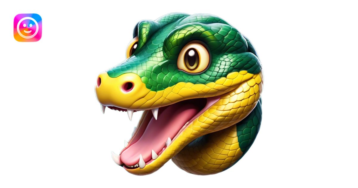 Cinematic Comical Anaconda Portrait Emoji, Head tilted dramatically ...