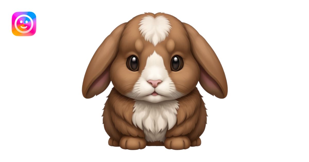 brown holland lop bunny (portrait, facing forward, iOS 17 style, happy ...