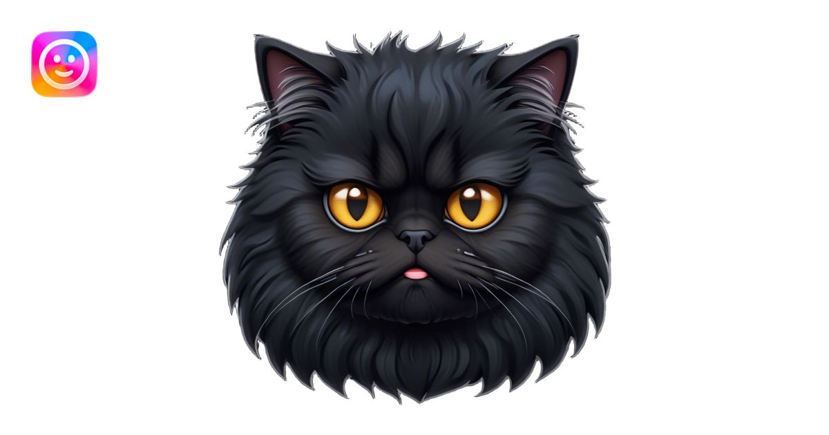 Cinematic Grumpy Frazzled Black Persian Cat Portrait Emoji, Head tilted ...