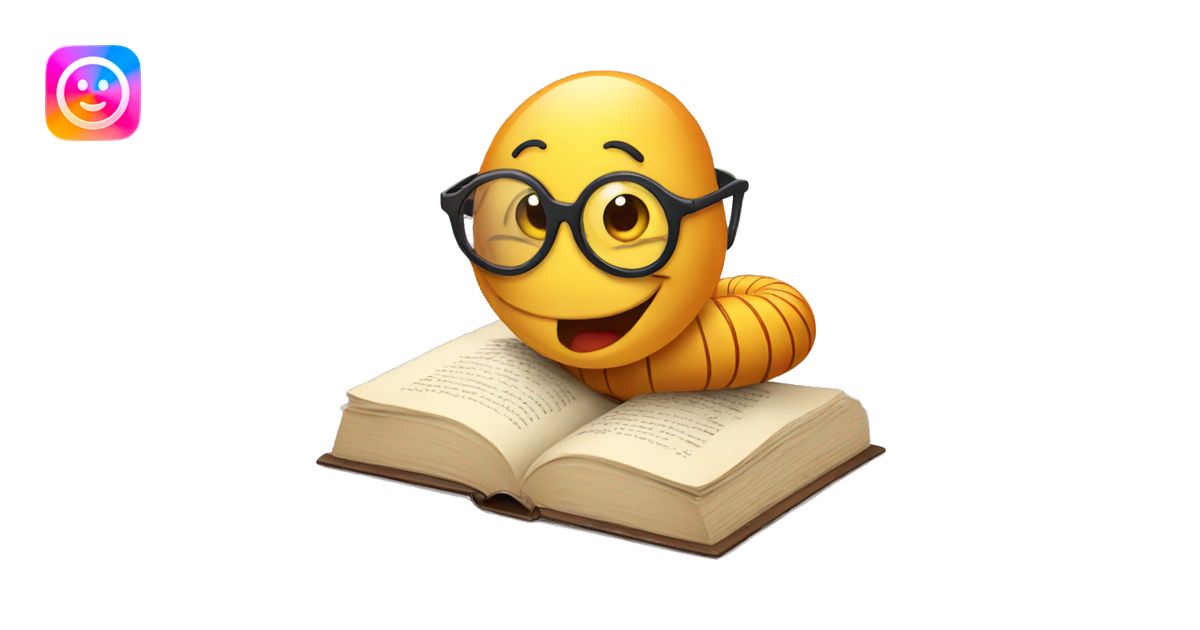 worm with glasses reading a book emoji | AI Emoji Generator