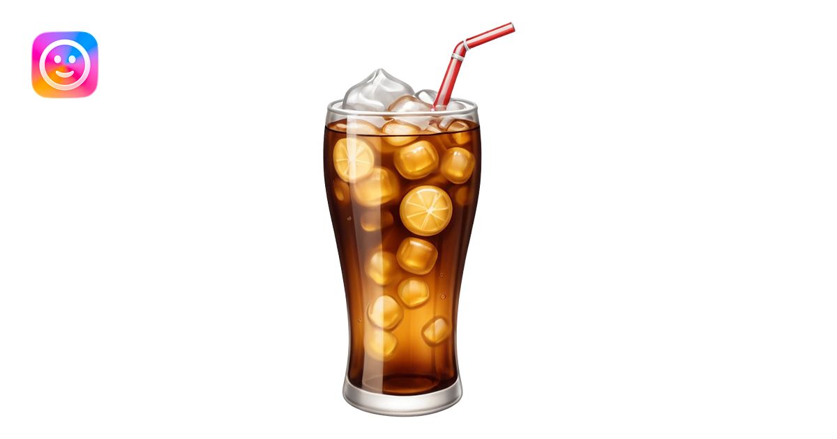 Iced cola emoji, rounded edges, soft highlights emoji | AI Emoji Generator