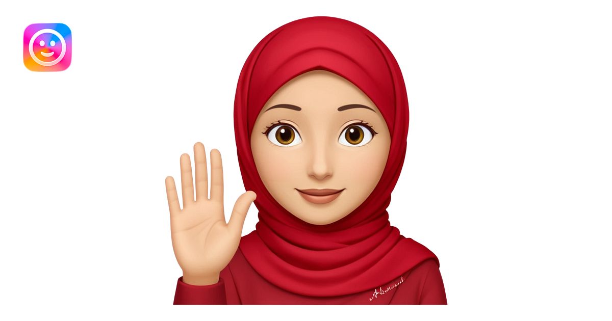 The character gently waves her hand in a slow friendly motion, warm ...