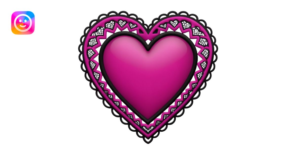 magenta and black lace heart emoji | AI Emoji Generator
