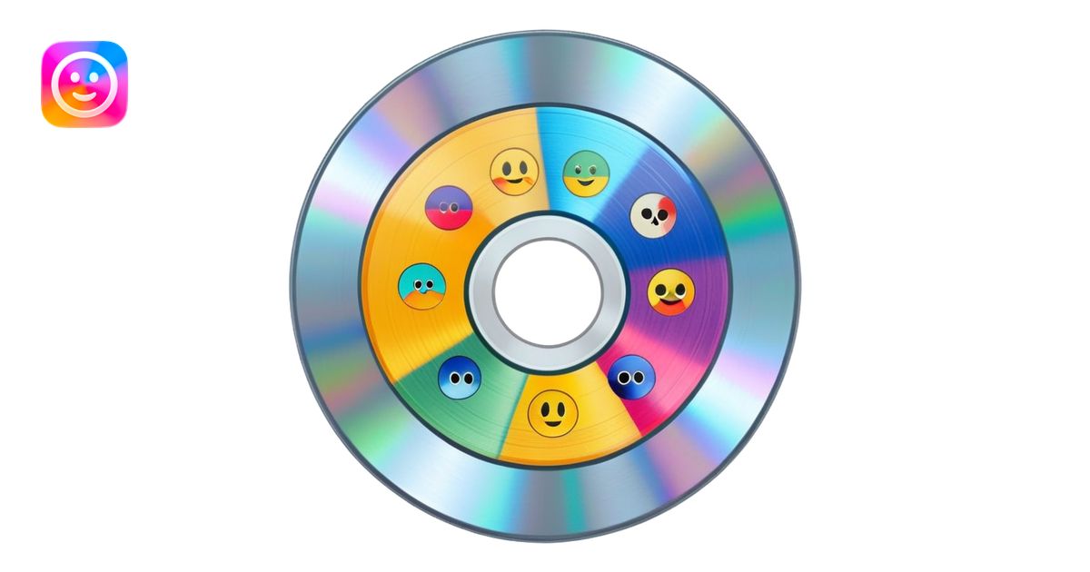 Mix Cd disc with stickers and drawings emoji | AI Emoji Generator