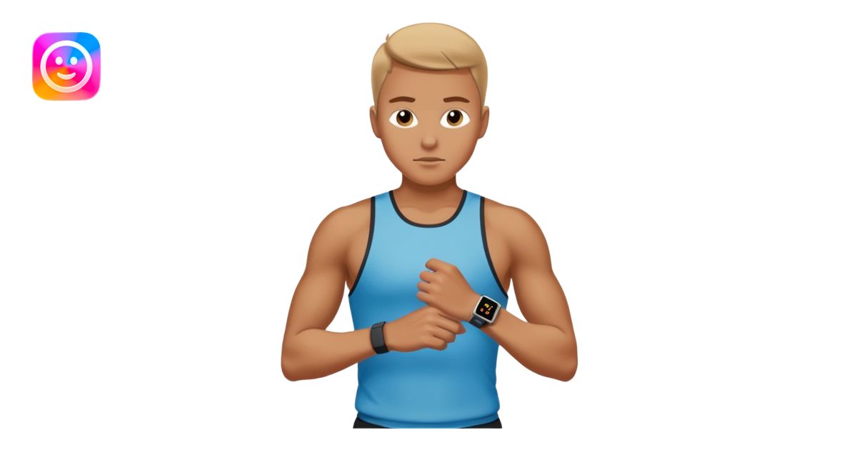 An athlete looking at their smart watch after running emoji | AI Emoji ...