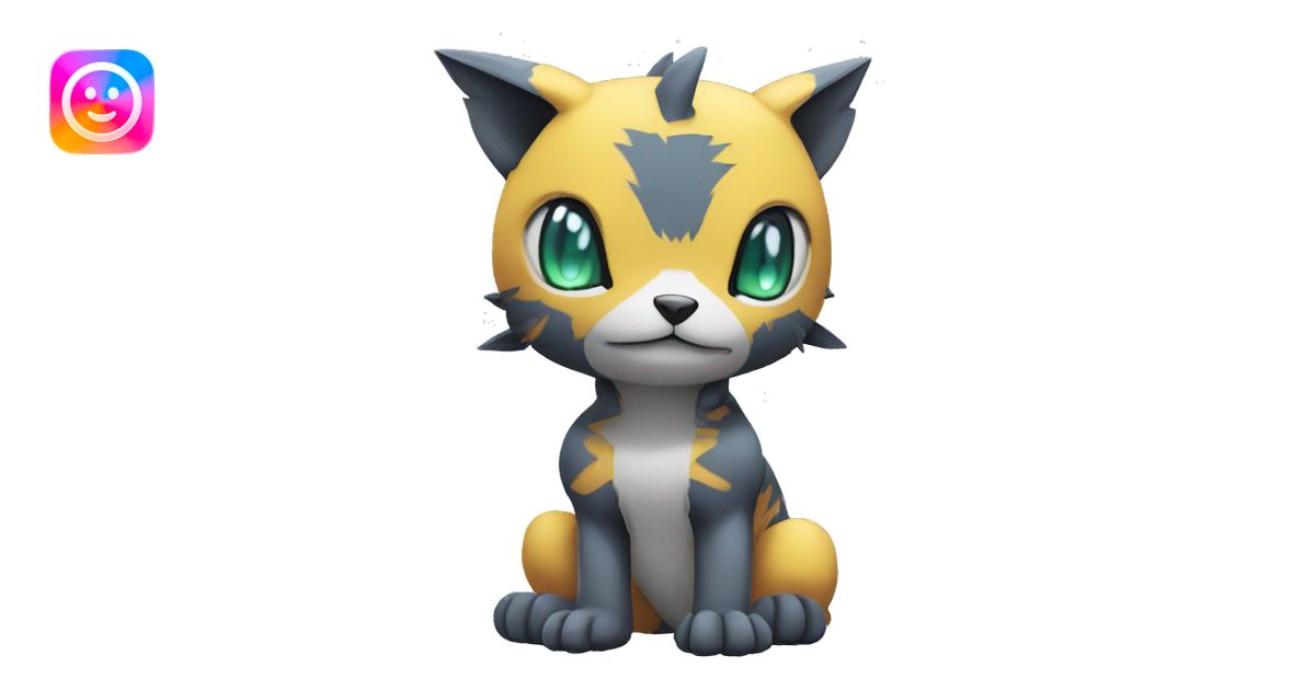 cute kawaii cool edgy Digimon-Fakemon-animal full body emoji | AI Emoji ...