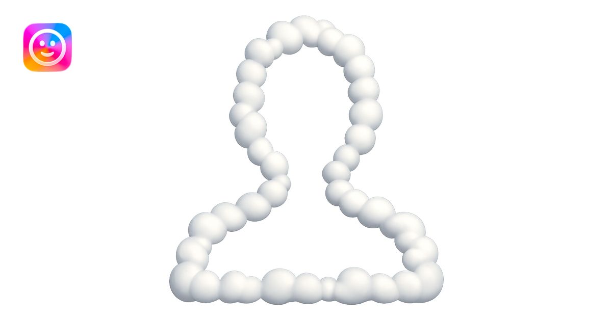 outline of a person from shoulders up, fully composed of 3D emoji ...