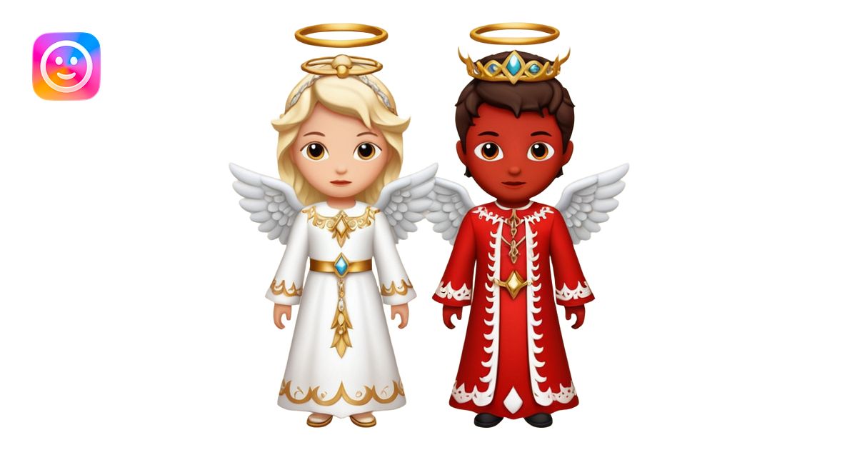 create a angel and devil in one emoji emoji | AI Emoji Generator