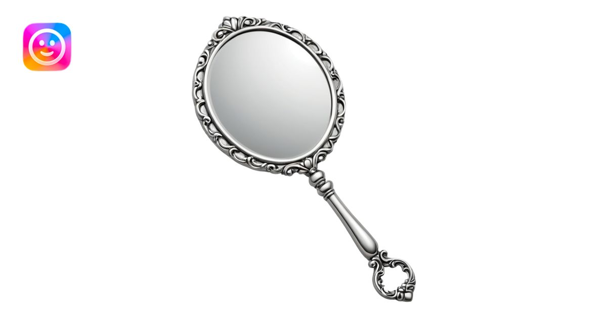 hand mirror, polished silver chrome, erotic vanity aesthetic emoji | AI ...