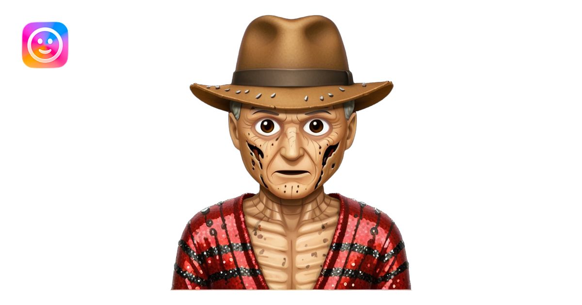 Freddy Krueger with tan burned skin, sequin outfit emoji | AI Emoji ...