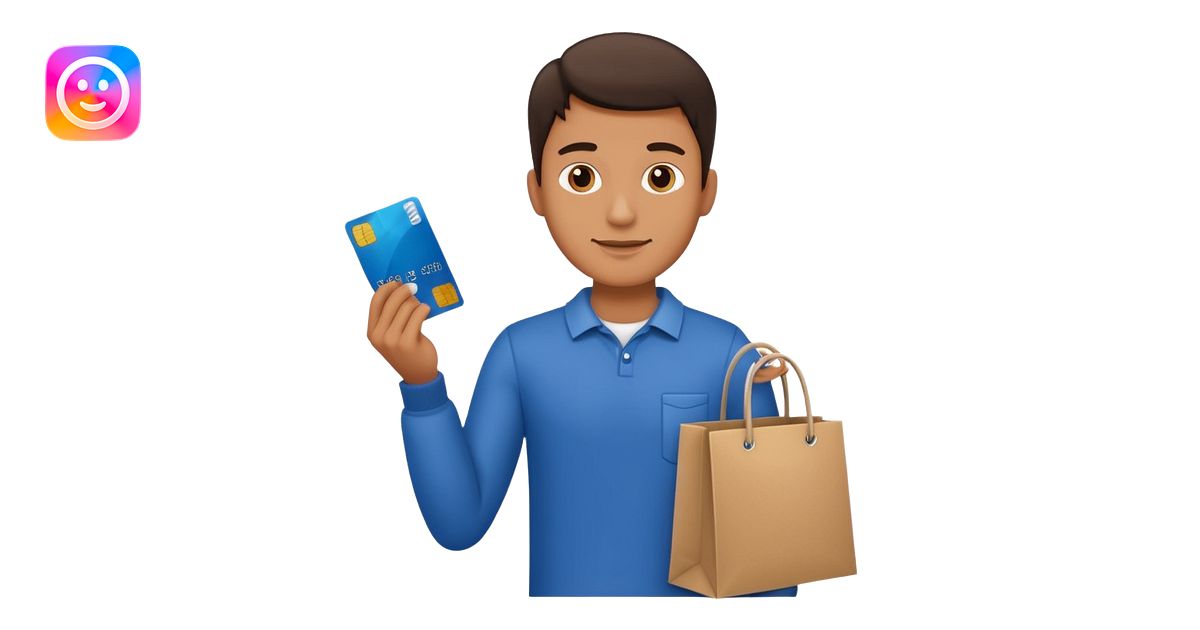 emoji of a man with a credit card and a shopping bag emoji | AI Emoji ...