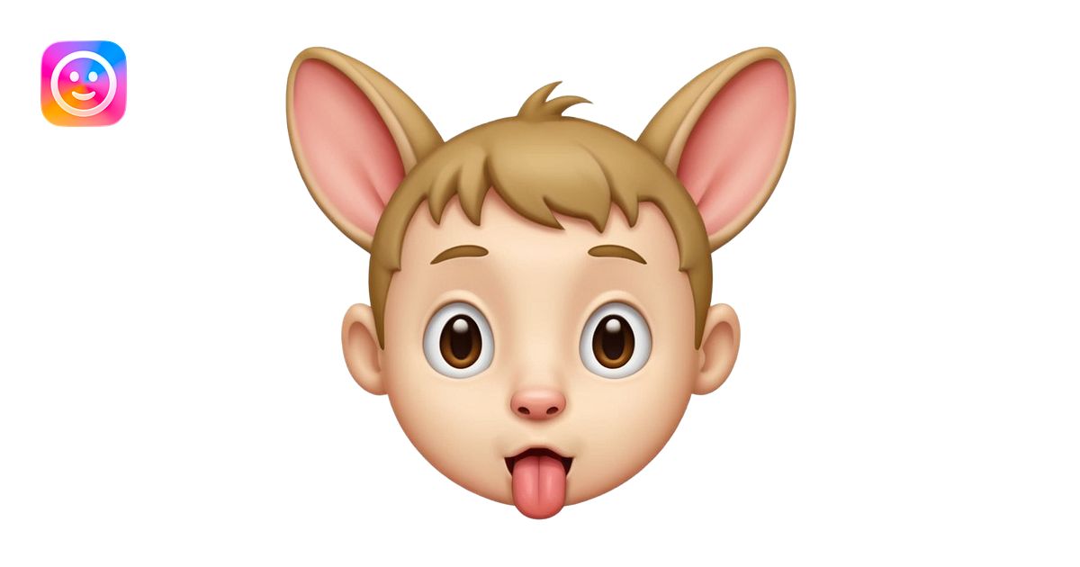 a boy with small eyes with big ears and with his tongue out emoji | AI ...