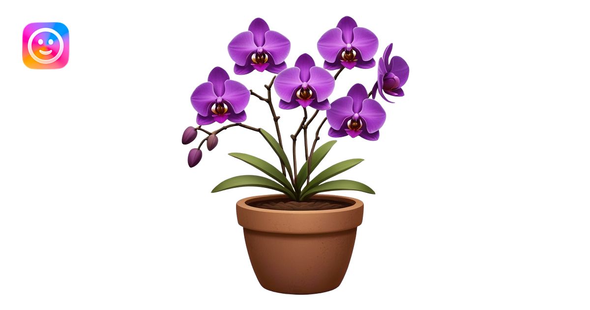 Purple Orchid in a clay pot emoji | AI Emoji Generator
