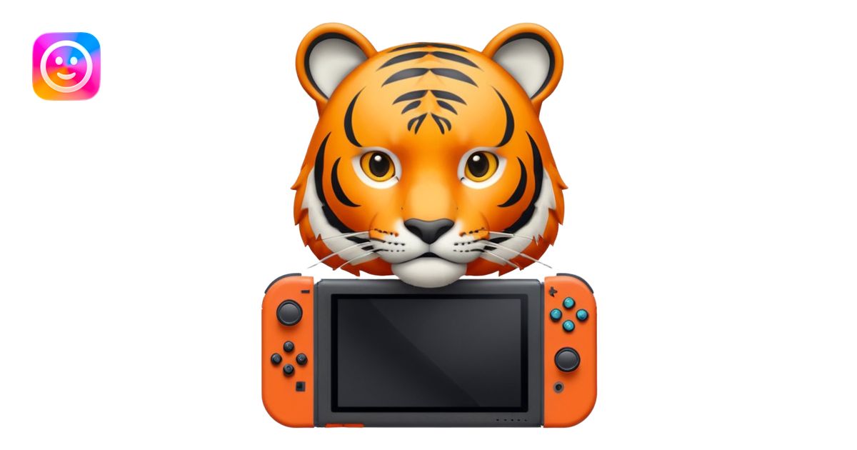 Tiger playing Nintendo switch emoji | AI Emoji Generator