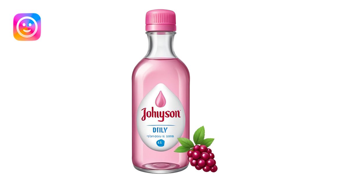 realistic Johnson and Johnson style bottle pink cap pink logo clear ...