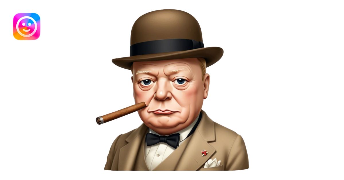 Cinematic Realistic Winston Churchill Portrait Emoji, depicted as a ...