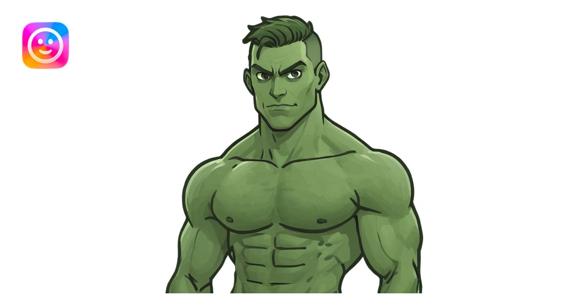 Create a phone where there is a very muscular man. And in that muscular ...