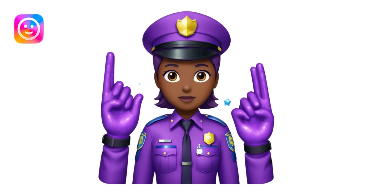 Glitter Purple and Cian police emoji | AI Emoji Generator