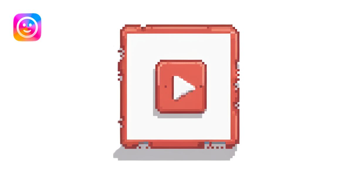 YouTube logo, pixel art, red and white, no text illustration | AI Emoji ...