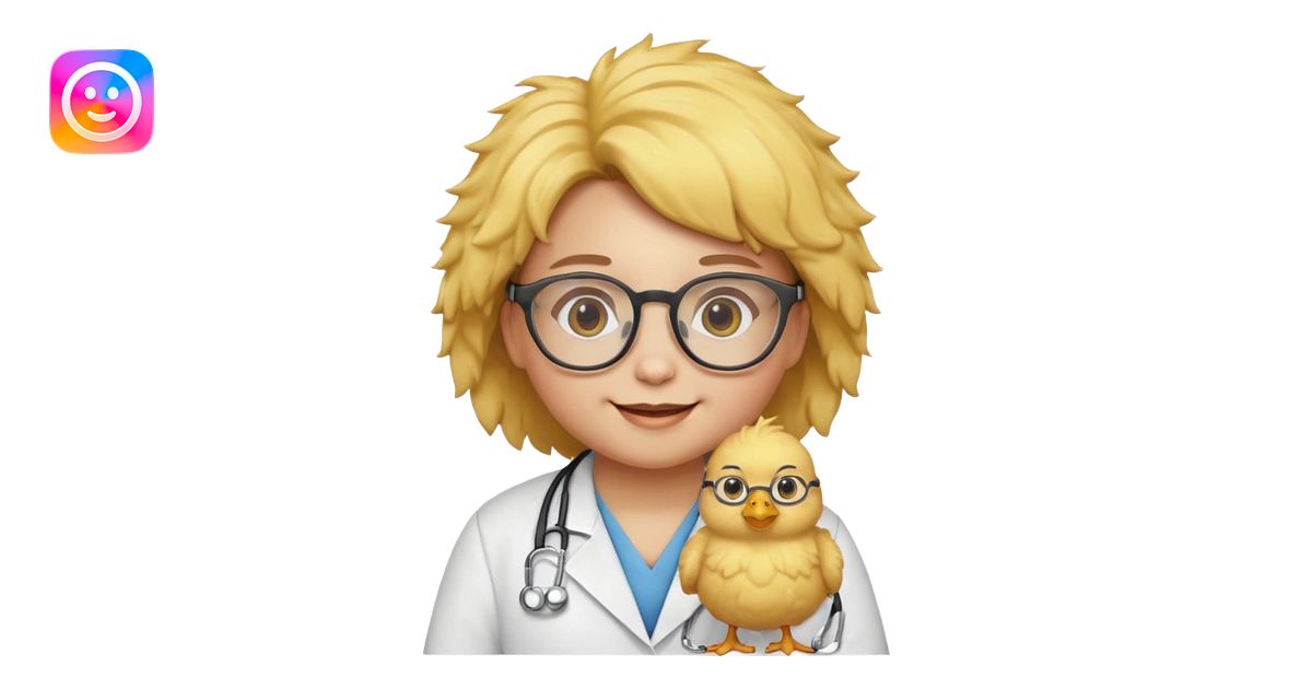 chick animal with glasses, wearing doctor uniform emoji | AI Emoji ...