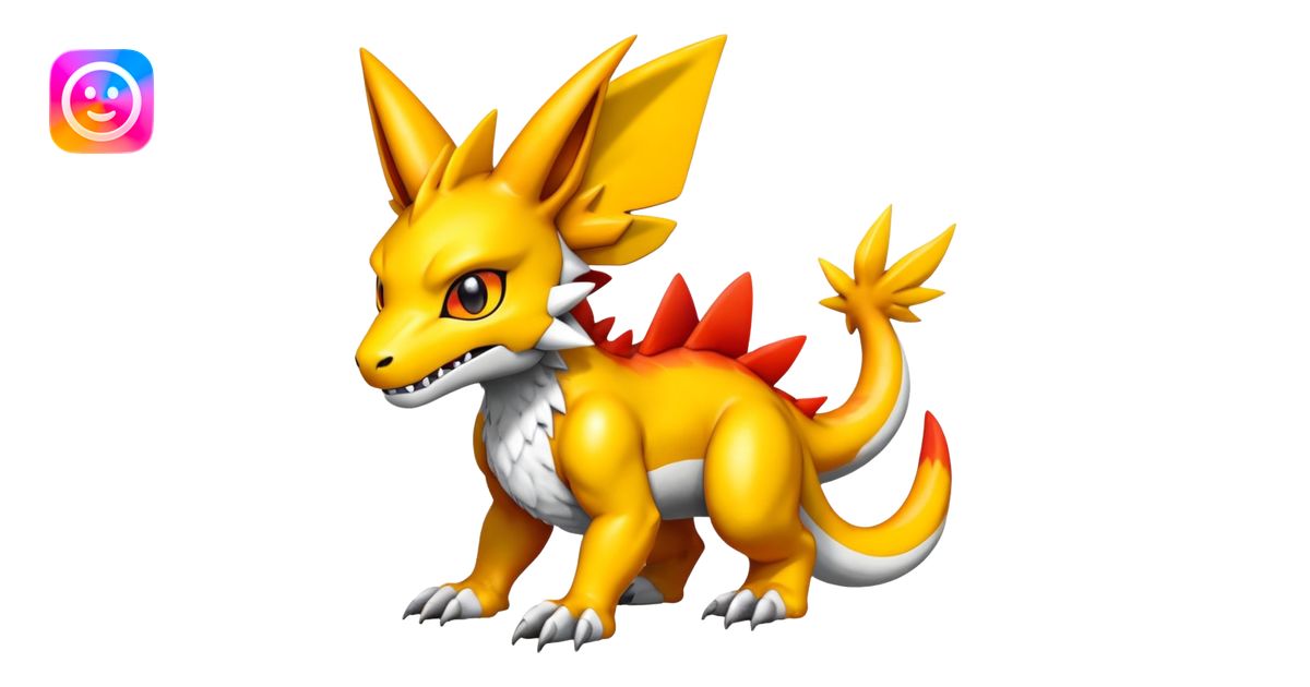Cute Shiny Agumon-Greymon-Renamon-Fakémon-hybrid-creature (full body ...