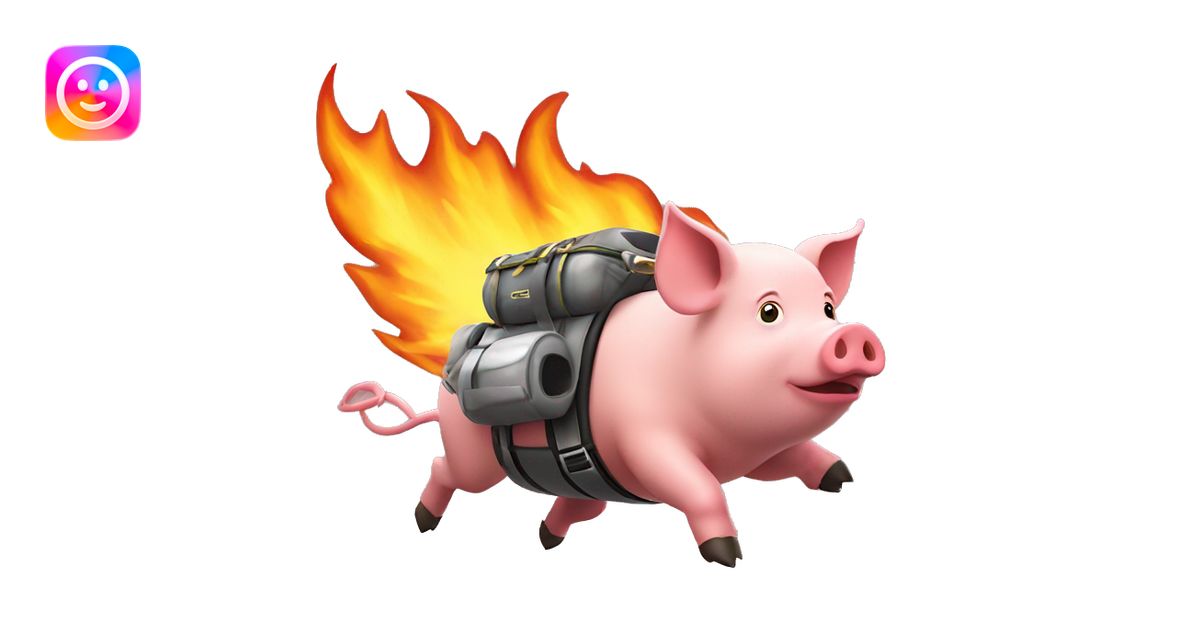 pig flying with jetpack and flames emoji | AI Emoji Generator