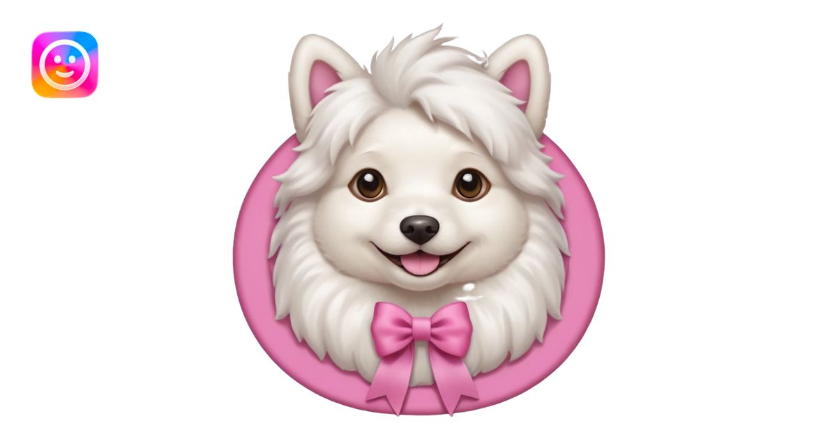 white dog with pink ribbon emoji | AI Emoji Generator