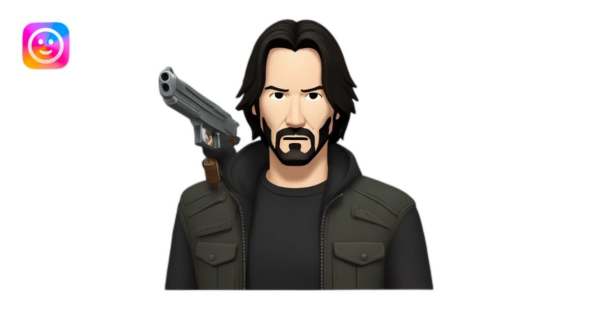 Keanu Reeves with a gun emoji | AI Emoji Generator