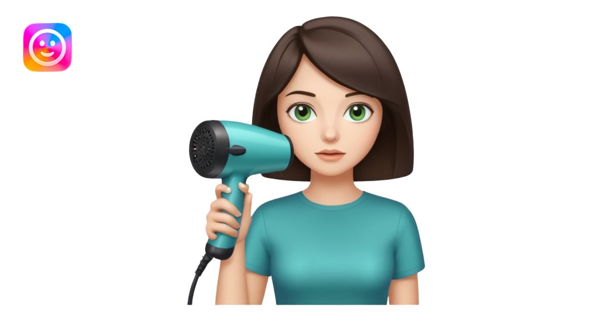 brunette bob girl hair stylist with blue green eyes holding a hair ...