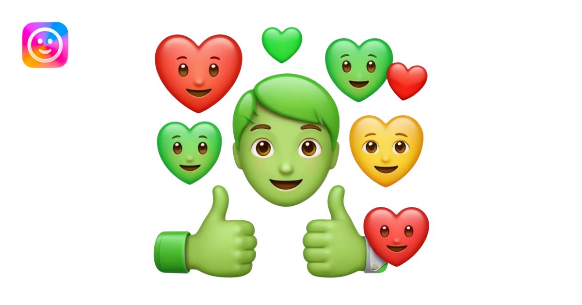 small emojis for an alternative Microsoft teams. bright green with a ...