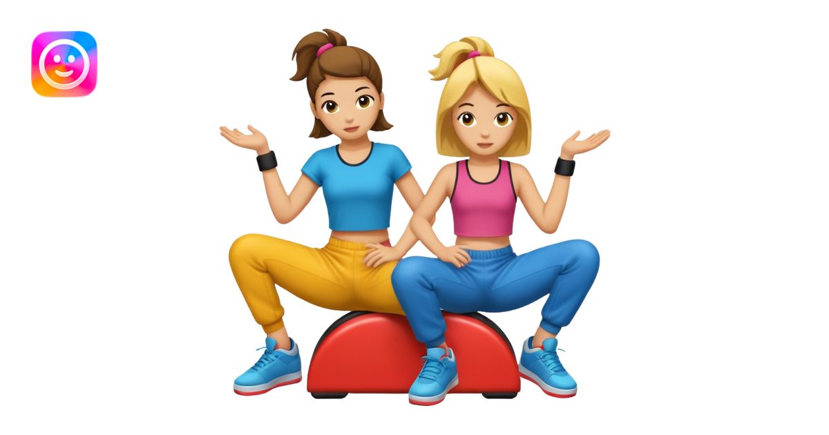 2 girls sitting in breakdance ride emoji | AI Emoji Generator