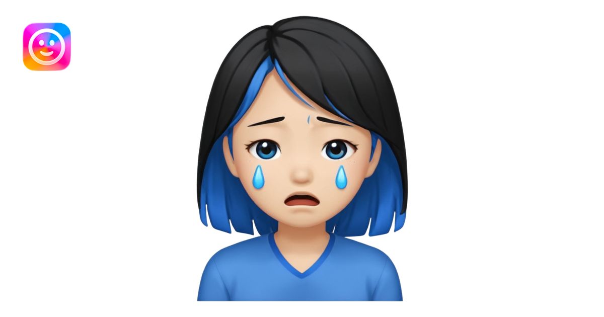 Asian girl crying more like this 😭 make the tears blue make the hair ...