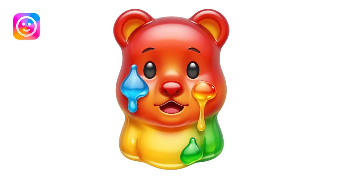 Melted gummy bear crying emoji | AI Emoji Generator