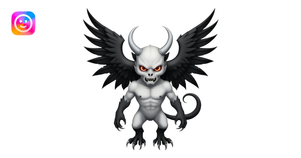 black and white wings demon emoji | AI Emoji Generator