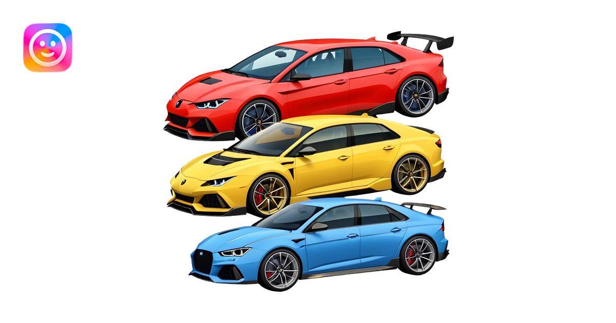 three cars lineup front profile forming a semi circle with a lamboghini ...