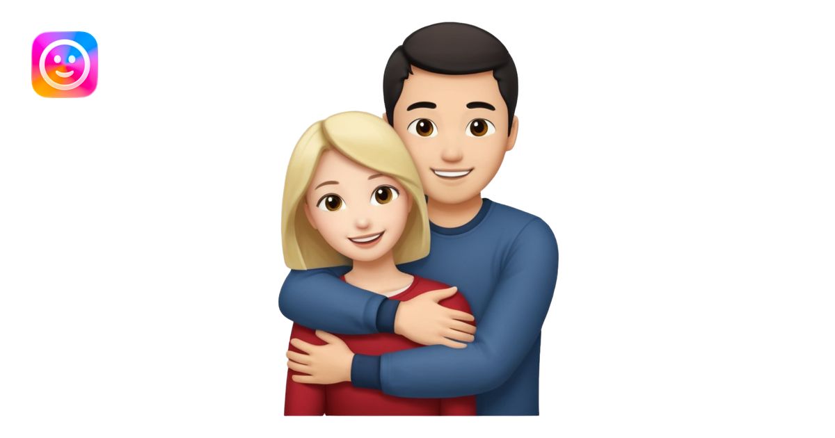 Female hugging Asian guy from behind emoji | AI Emoji Generator