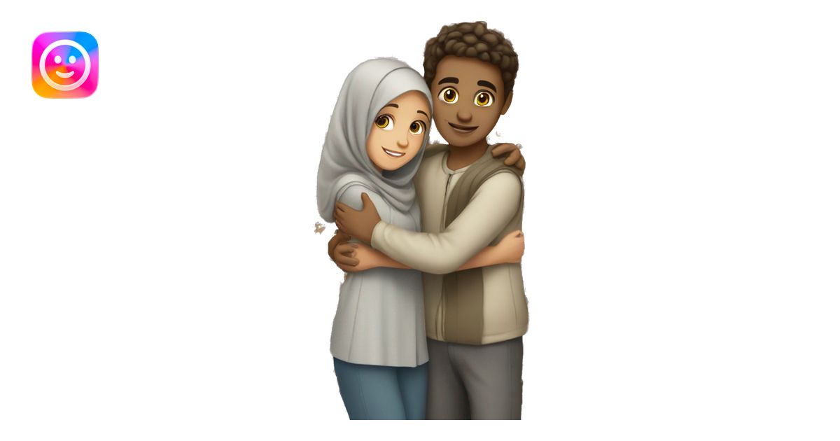 Girl and Boy hugging both are middle eastern emoji | AI Emoji Generator