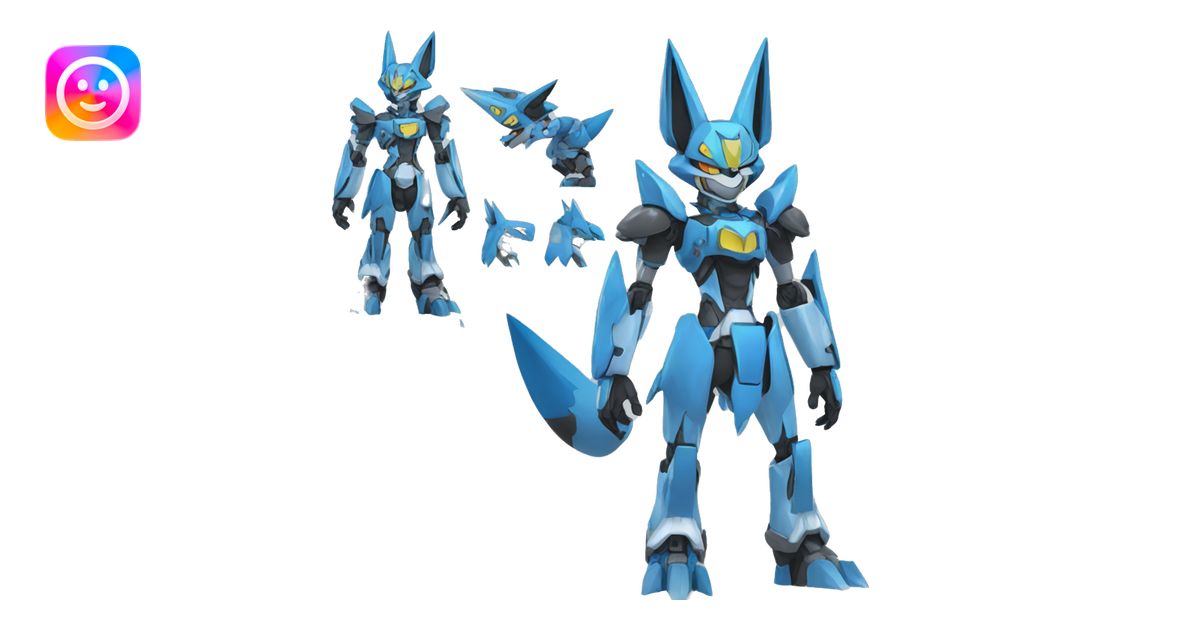 Lucario-Zeraora-medabot-Mecha full body emoji | AI Emoji Generator