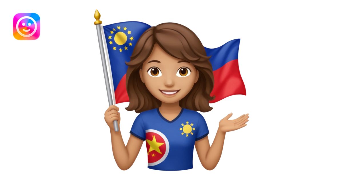 white wavy brown hair girl pinoy flag emoji | AI Emoji Generator