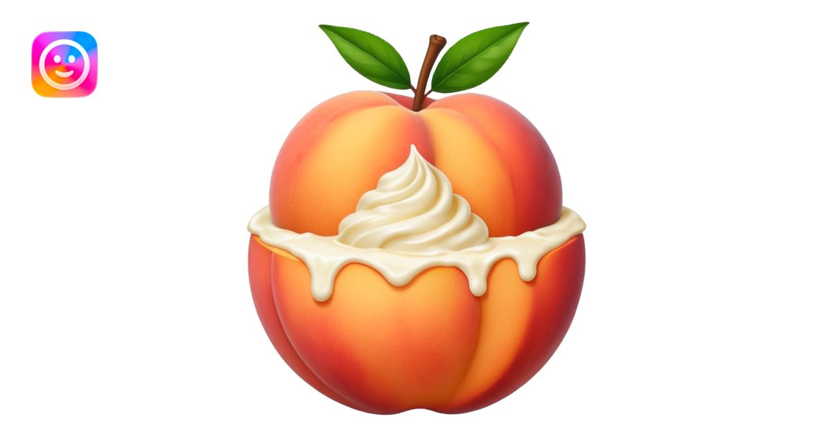 Peach with cream on it emoji | AI Emoji Generator