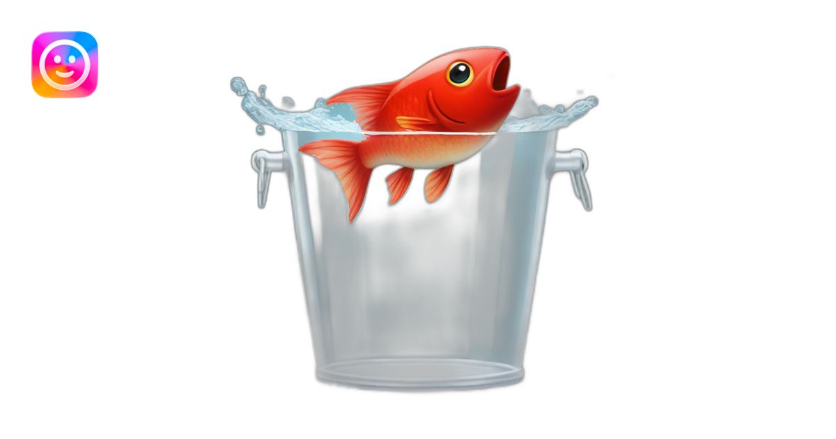 red fisch in a big transparent champagne bucket emoji | AI Emoji Generator