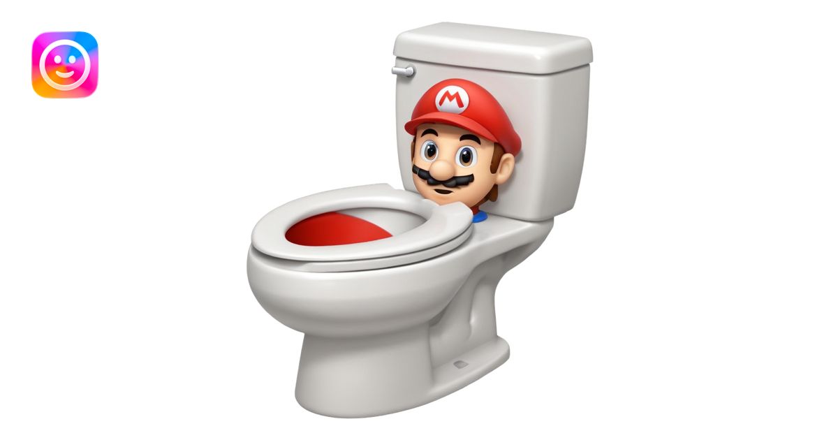 Mario's neck and head only sticking out of a white toilet emoji | AI ...