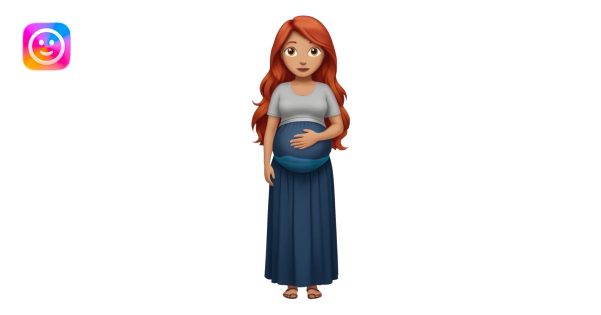 Make a strong women with long red hair, pregnant with maxi skirt ...