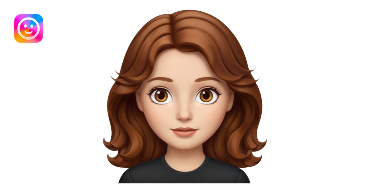 gorgeous female memoji, chestnut brown wavy hair, hazel eyes, soft ...