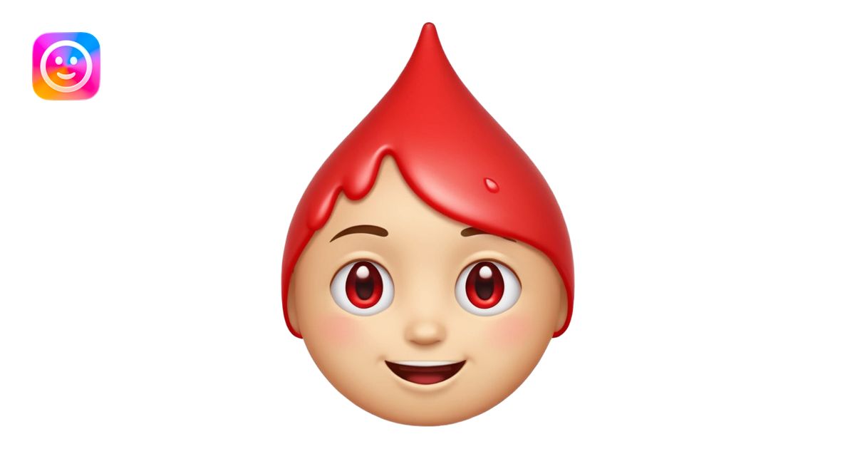 Emoji face with water drop on head but make water drop red emoji | AI ...
