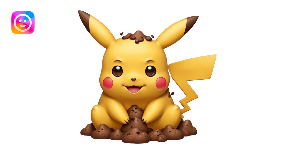 cartoon Pikachu with poop emoji emoji | AI Emoji Generator