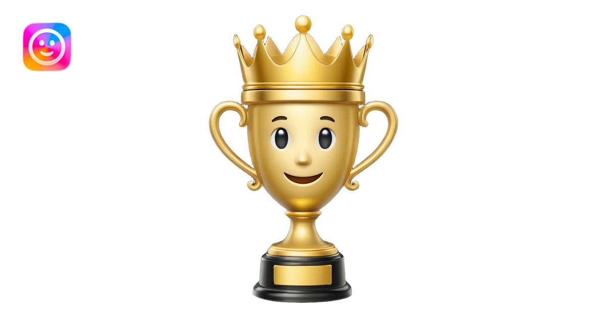 Win Emoji Glossy 3D emoji showing a gold trophy with a small crown ...